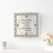 Alexandrite | Diamonds 55th Wedding Anniversary Square Wall Clock | Zazzle