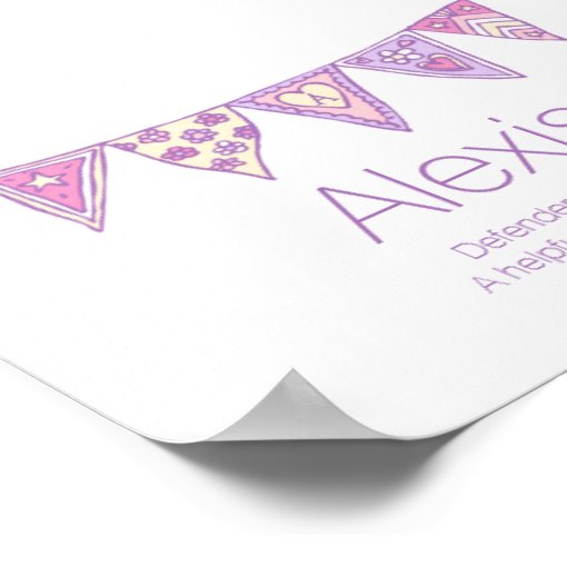 Alexis name meaning purple pink drawn bunting poster | Zazzle