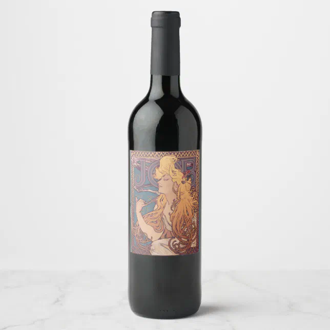 Alfonse Mucha Job Art Nouveau woman Wine Label | Zazzle