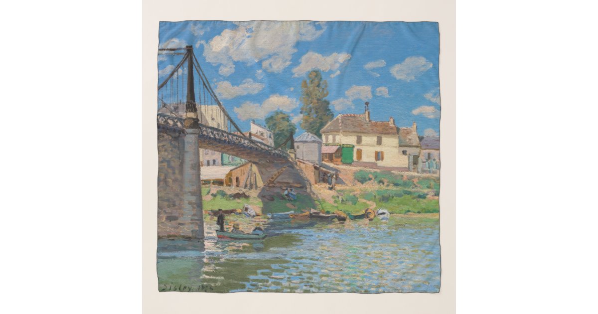 Alfred Sisley - Bridge at Villeneuve-la-Garenne Scarf | Zazzle