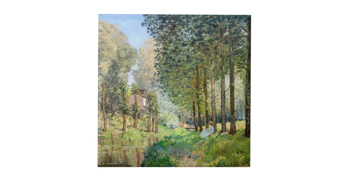 Alfred Sisley - Rest along the Stream Ceramic Tile | Zazzle