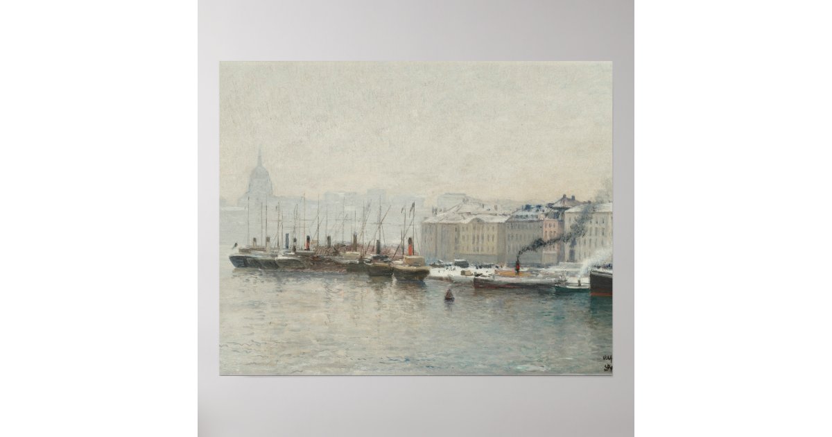 Alfred Wahlberg - Winter Landscape Over Skeppsbron Poster | Zazzle