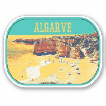 Algarve coast illustration Portugal Sticker | Zazzle