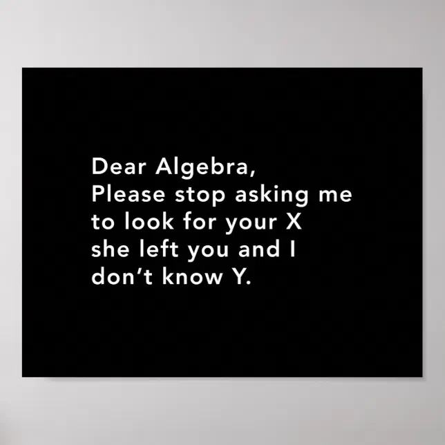 Algebra and his X Poster | Zazzle