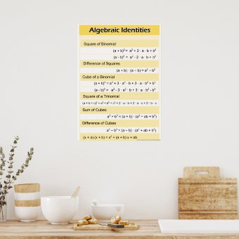 Algebraic Identities High School Math Poster | Zazzle