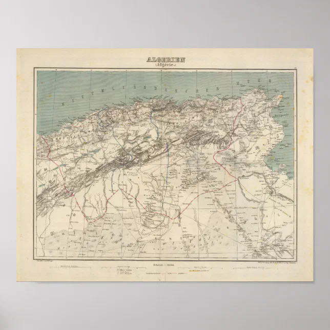 Algeria Atlas Map Poster | Zazzle