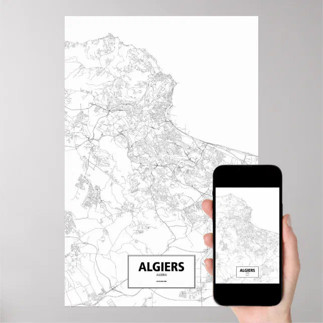 Algiers, Algeria (black on white) Poster | Zazzle