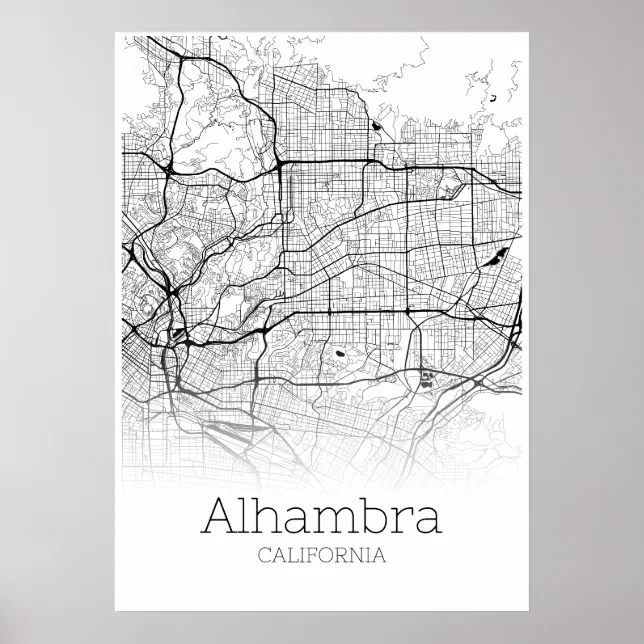 Alhambra Map - California - City Map Poster | Zazzle