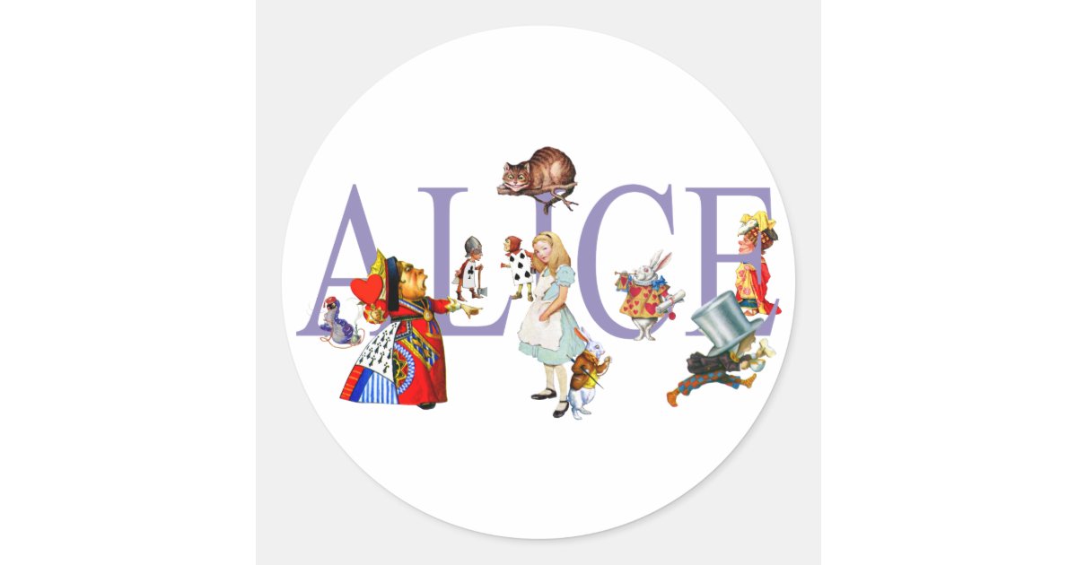 ALICE AND FRIENDS IN WONDERLAND CLASSIC ROUND STICKER | Zazzle