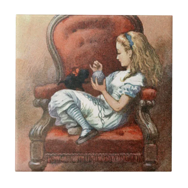 Alice and her Kitten Ceramic Tile | Zazzle