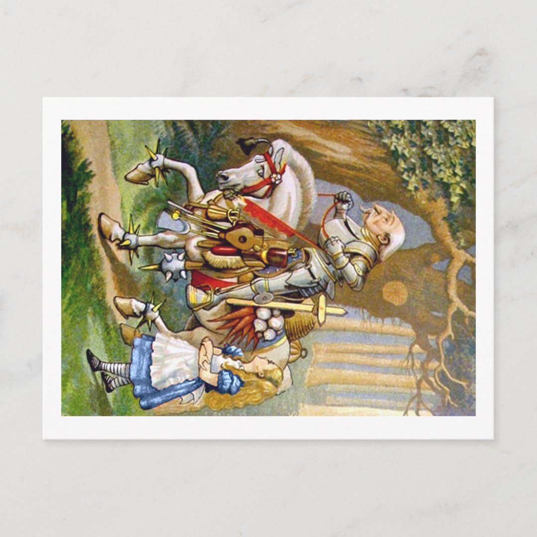 Alice and the White Knight in Wonderland Postcard | Zazzle