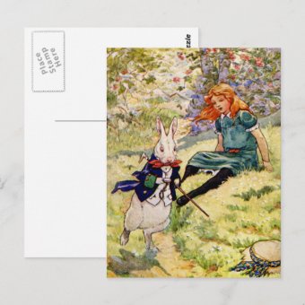 ALICE AND THE WHITE RABBIT POSTCARD | Zazzle