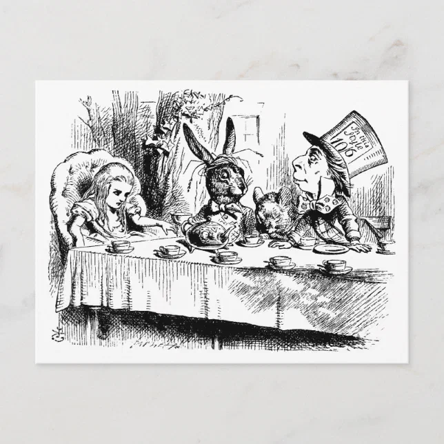Alice at the Mad Tea Party Postcard | Zazzle