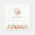 ALICE Blush Floral Birthday Tea Party Brunch Paper Napkins | Zazzle