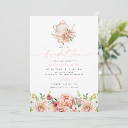 ALICE Blush Floral Bridal Tea Party Brunch Shower Invitation | Zazzle