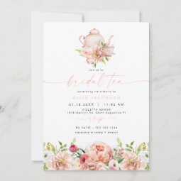 ALICE Blush Floral Bridal Tea Party Brunch Shower Invitation | Zazzle