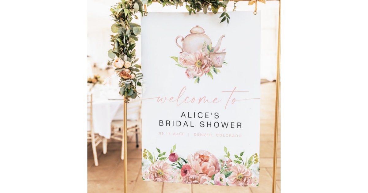 ALICE Blush Floral Bridal Tea Party Brunch Welcome Foam Board | Zazzle