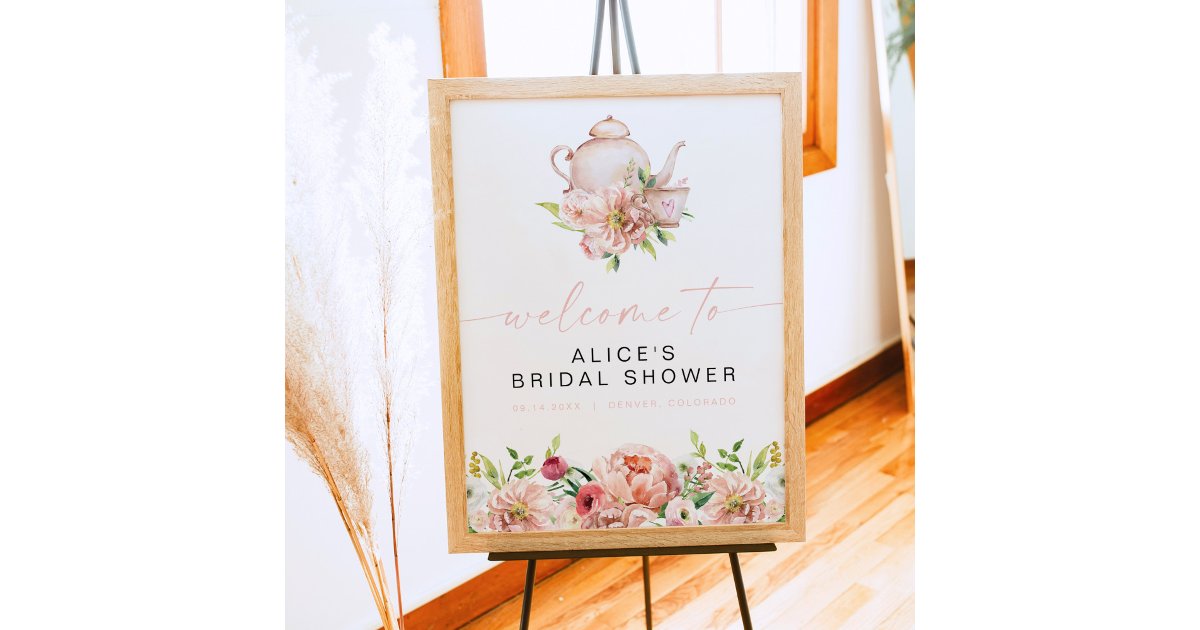 ALICE Blush Floral Bridal Tea Party Brunch Welcome Poster | Zazzle