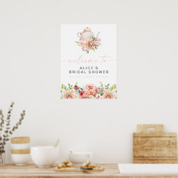 ALICE Blush Floral Bridal Tea Party Brunch Welcome Poster | Zazzle