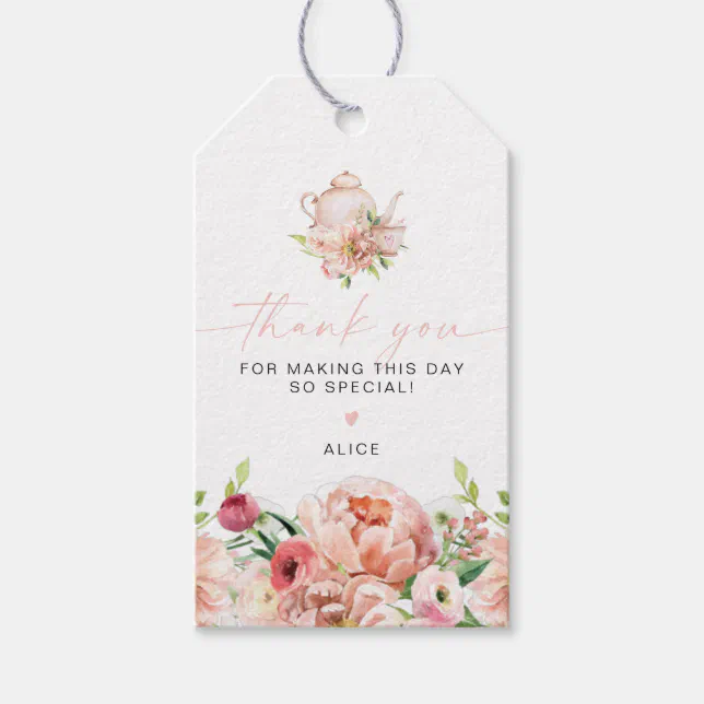 ALICE Blush Watercolor Spring Floral Elegant Favor Gift Tags | Zazzle