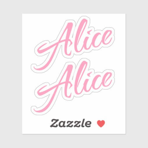 Alice Decorative Name in Pink x2 Sticker | Zazzle