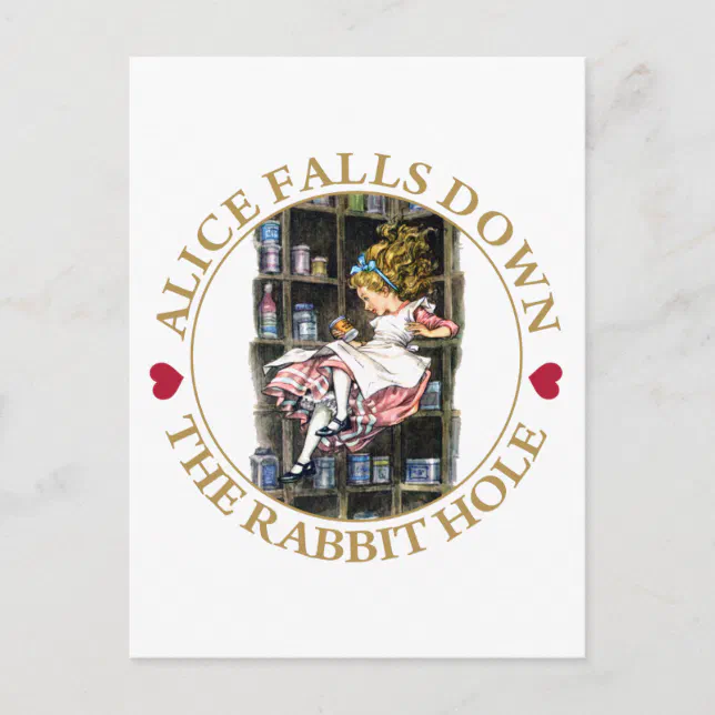 Alice Falls Down the Rabbit Hole to Wonderland Postcard | Zazzle