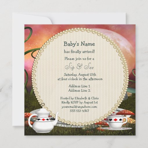 Alice & Flamingo Sip & See Baby Shower Invitation | Zazzle