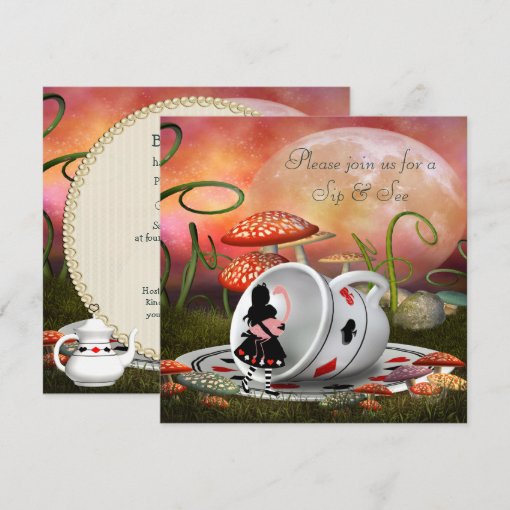 Alice & Flamingo Sip & See Baby Shower Invitation | Zazzle