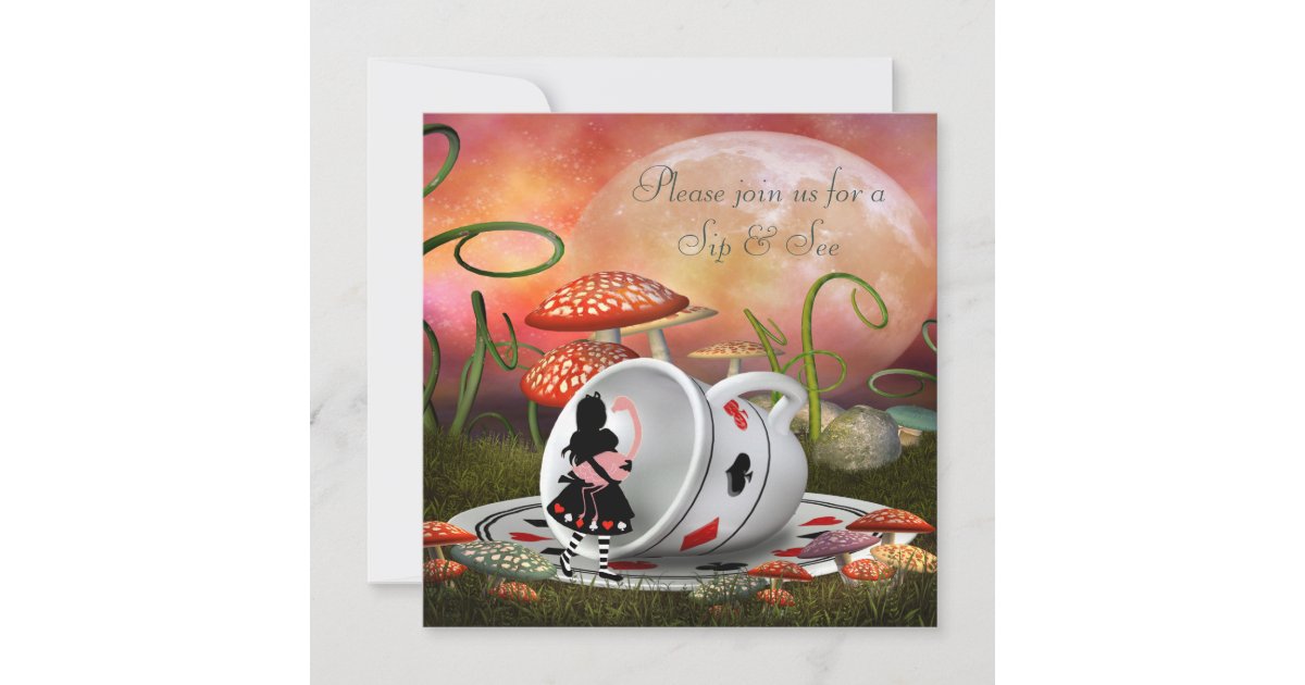 Alice & Flamingo Sip & See Baby Shower Invitation | Zazzle