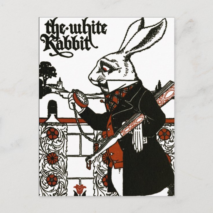 Alice In Wonderland; A Play. The White Rabbit Postcard | Zazzle