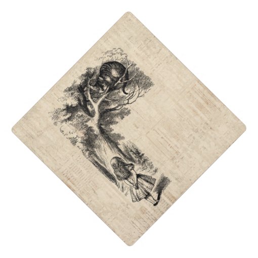 Alice in Wonderland Alice & the Cheshire Cat Graduation Cap Topper | Zazzle