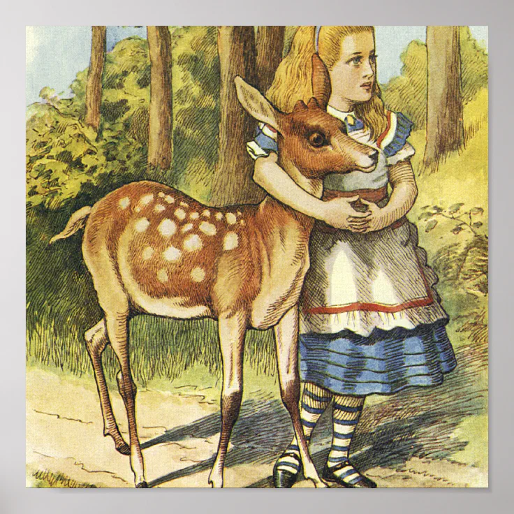 Alice in Wonderland and the Deer Poster | Zazzle