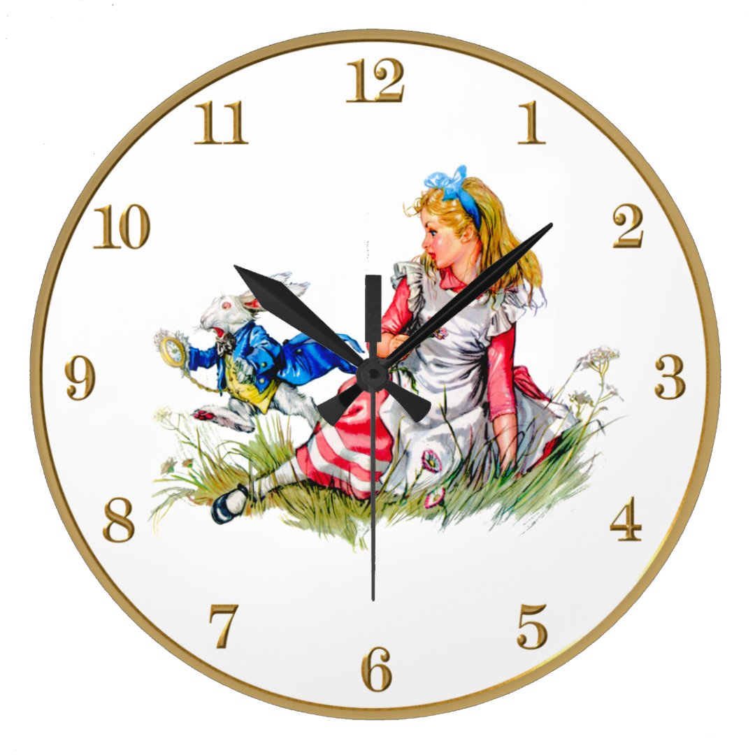Alice in Wonderland and the White Rabbit Clock | Zazzle
