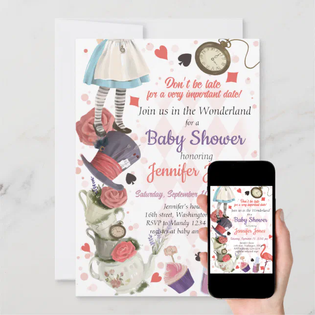 Alice in Wonderland Baby Shower Invitation | Zazzle
