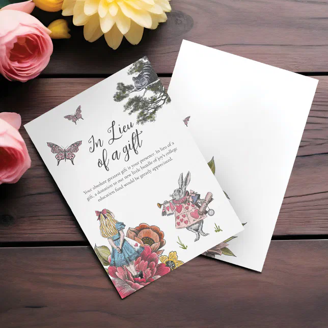 Alice in Wonderland Baby's College Fund Gift Enclosure Card | Zazzle