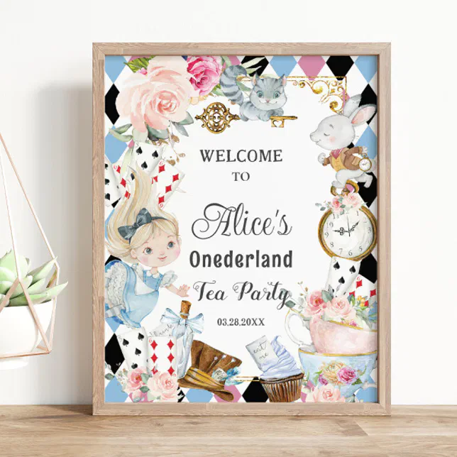 Alice in Wonderland Birthday Tea Party Welcome Poster | Zazzle