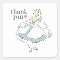 Alice in Wonderland Birthday Thank You Square Sticker | Zazzle