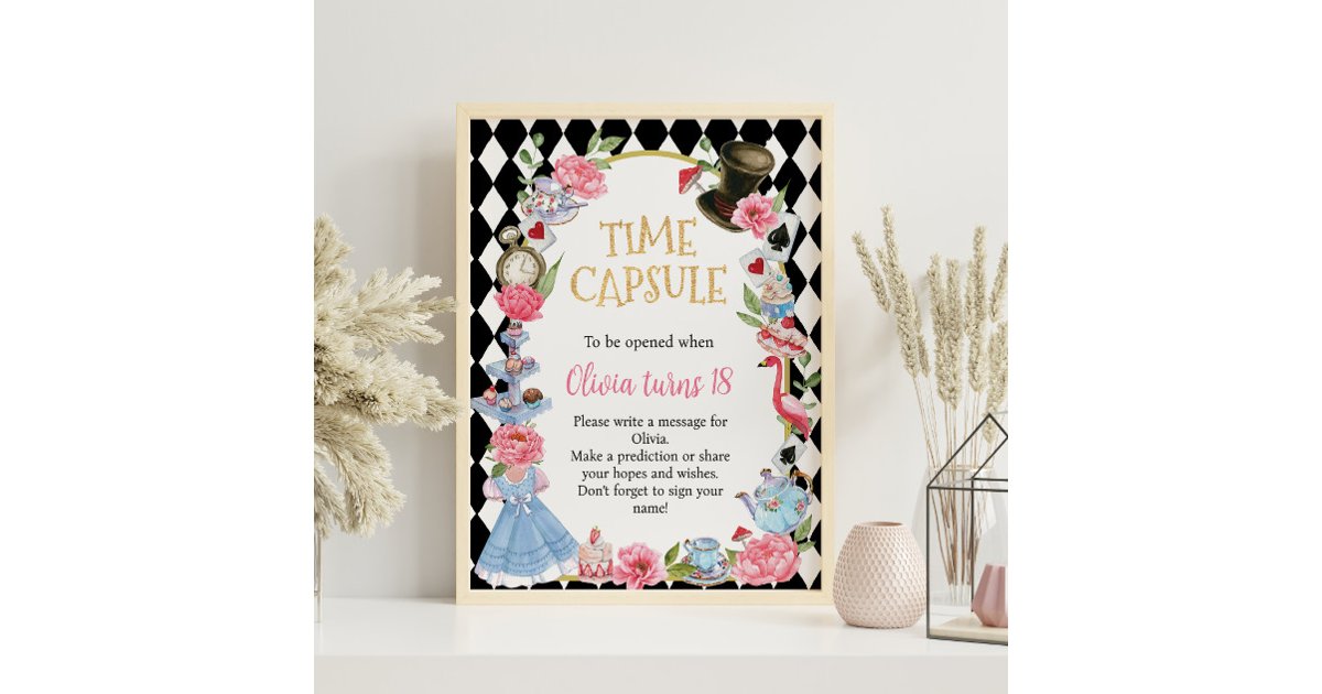 Alice in Wonderland Birthday Time Capsule Poster | Zazzle