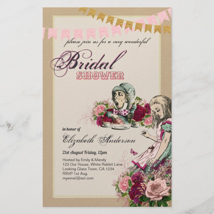 Alice in Wonderland Bridal Shower Tea Party Invite Flyer | Zazzle.com