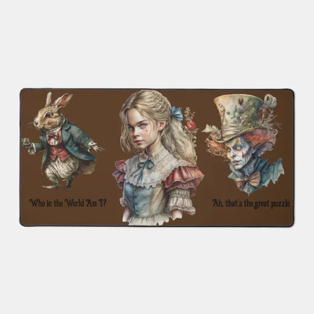 Alice in Wonderland characters (editable text) Desk Mat | Zazzle
