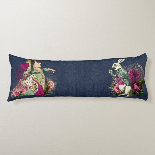 Alice in Wonderland Characters on Blue Denim Body Pillow | Zazzle.com