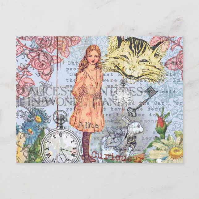 Alice in Wonderland Classic Cheshire Rabbit Alice Postcard | Zazzle
