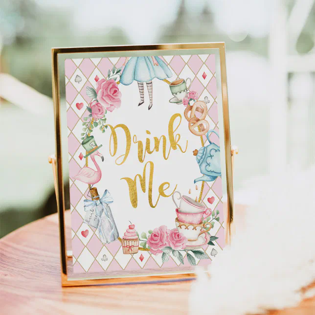 Alice in Wonderland DRINK ME Party Sign | Zazzle