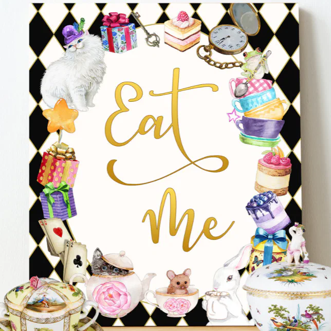 Alice in Wonderland Eat Me, Food Table Sign Plaque | Zazzle