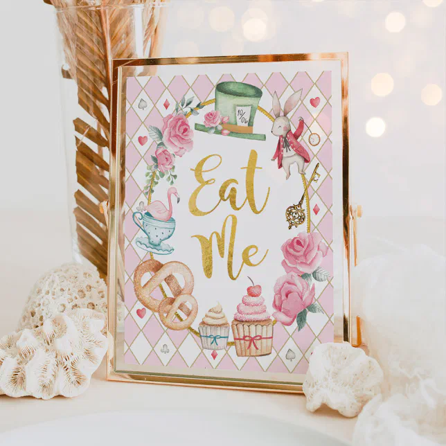 Alice in Wonderland EAT ME Party Sign | Zazzle