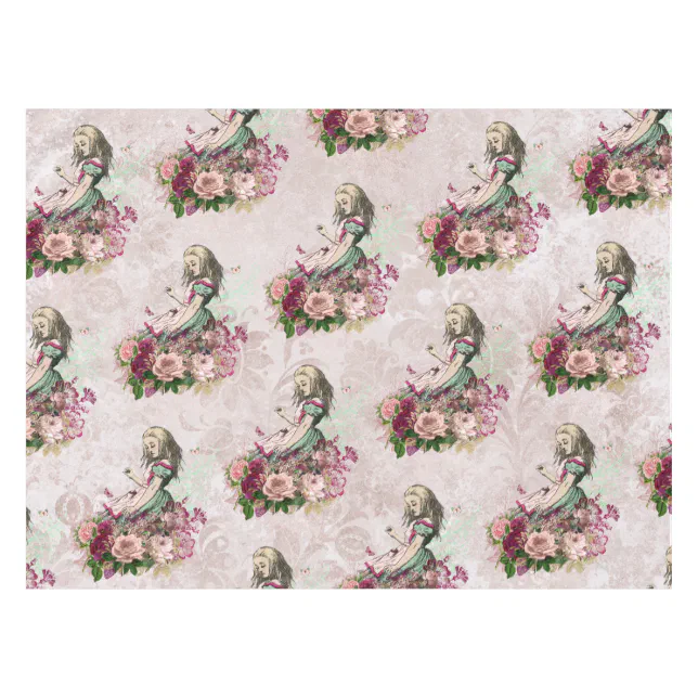 Alice in Wonderland Elegant Blush Pink Tea Party Tablecloth | Zazzle