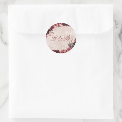 Alice in Wonderland Elegant Monogram Wedding Classic Round Sticker | Zazzle