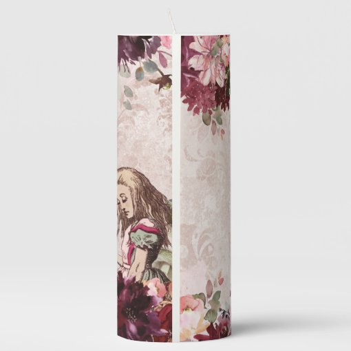 Alice in Wonderland Elegant Wedding Monogram Pillar Candle | Zazzle