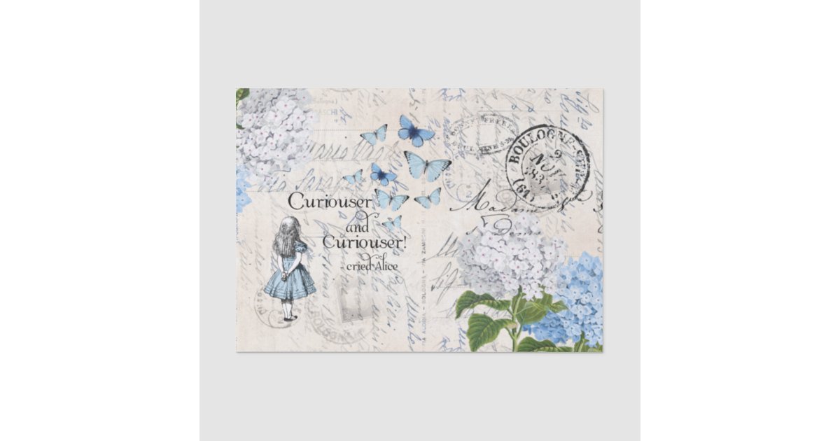 Alice in Wonderland Handwriting Flora Tissue Paper | Zazzle