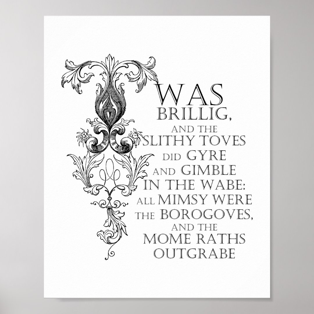 Alice In Wonderland Jabberwocky Poem Poster Sign | Zazzle